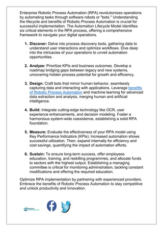 The Lifecycle of Enterprise Robotic Process Automation | PDF