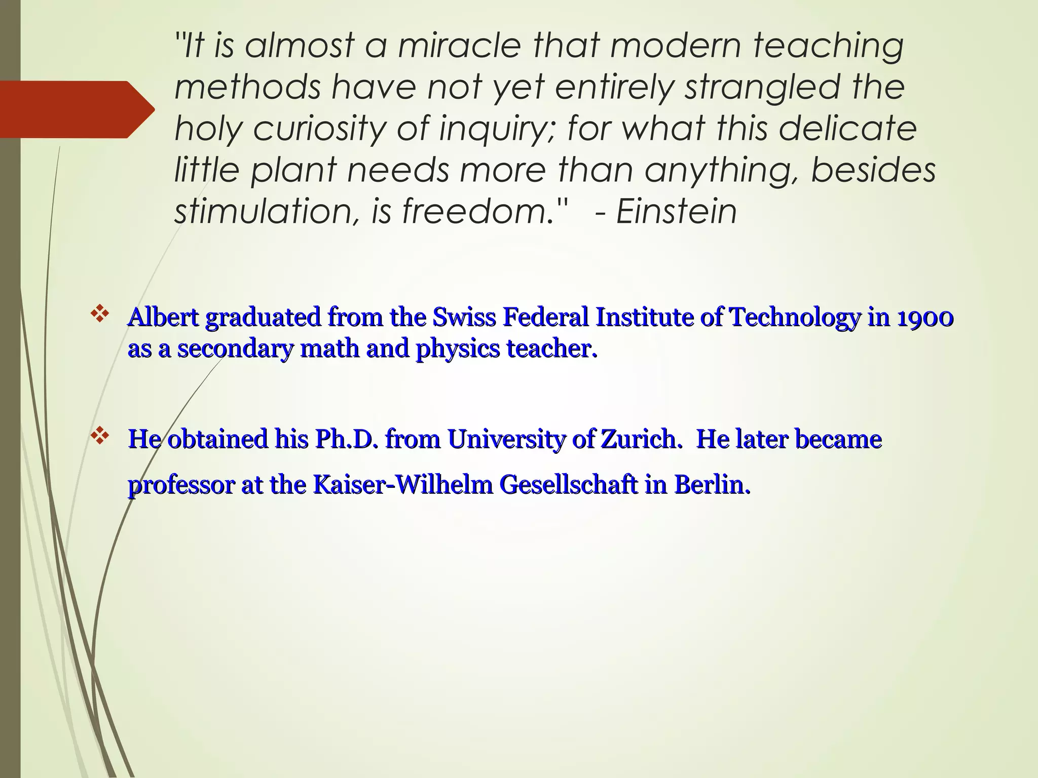 The life of albert einstein ppt | PPT