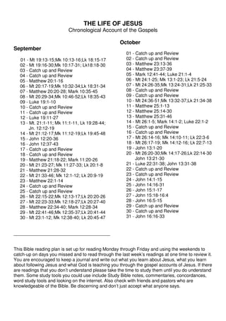 The Life of Jesus Chronological Reading Plan Part 3 of 3 PDF A4 | PDF