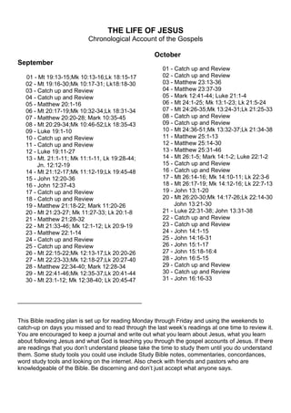 The Life of Jesus Chronological Reading Plan Part 3 of 3 A4 Word | DOC