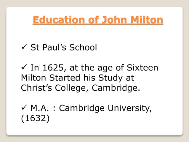 The life of john milton | PPTX