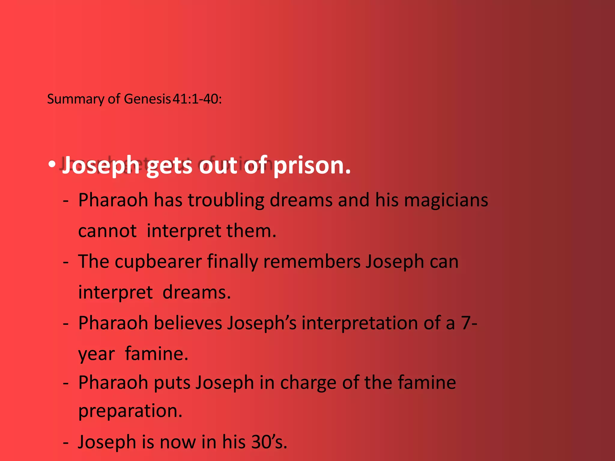 The life of joseph: From Prison to Freedom | PPTX