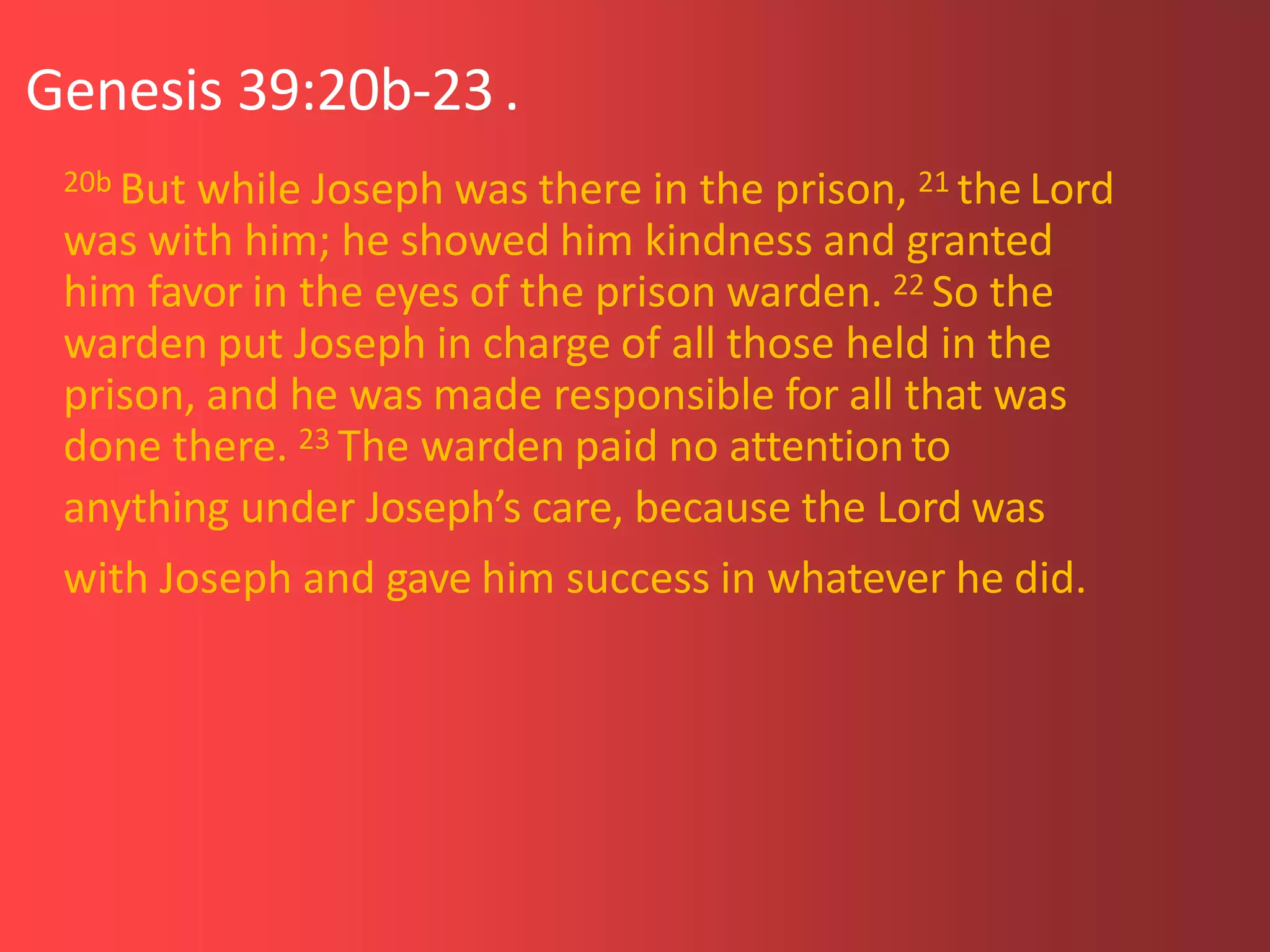 The life of joseph: From Prison to Freedom | PPTX