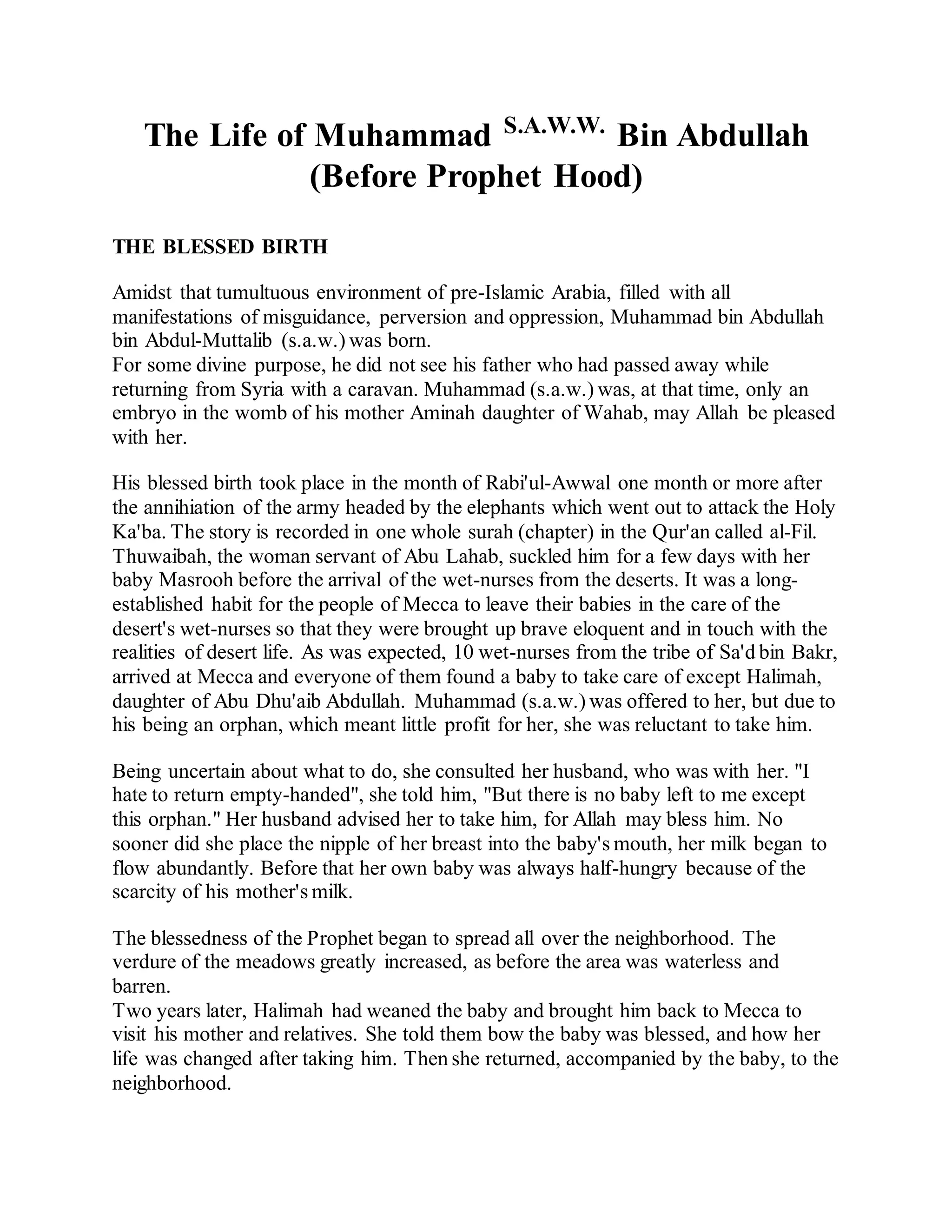 The life of Muhammad saw | DOCX