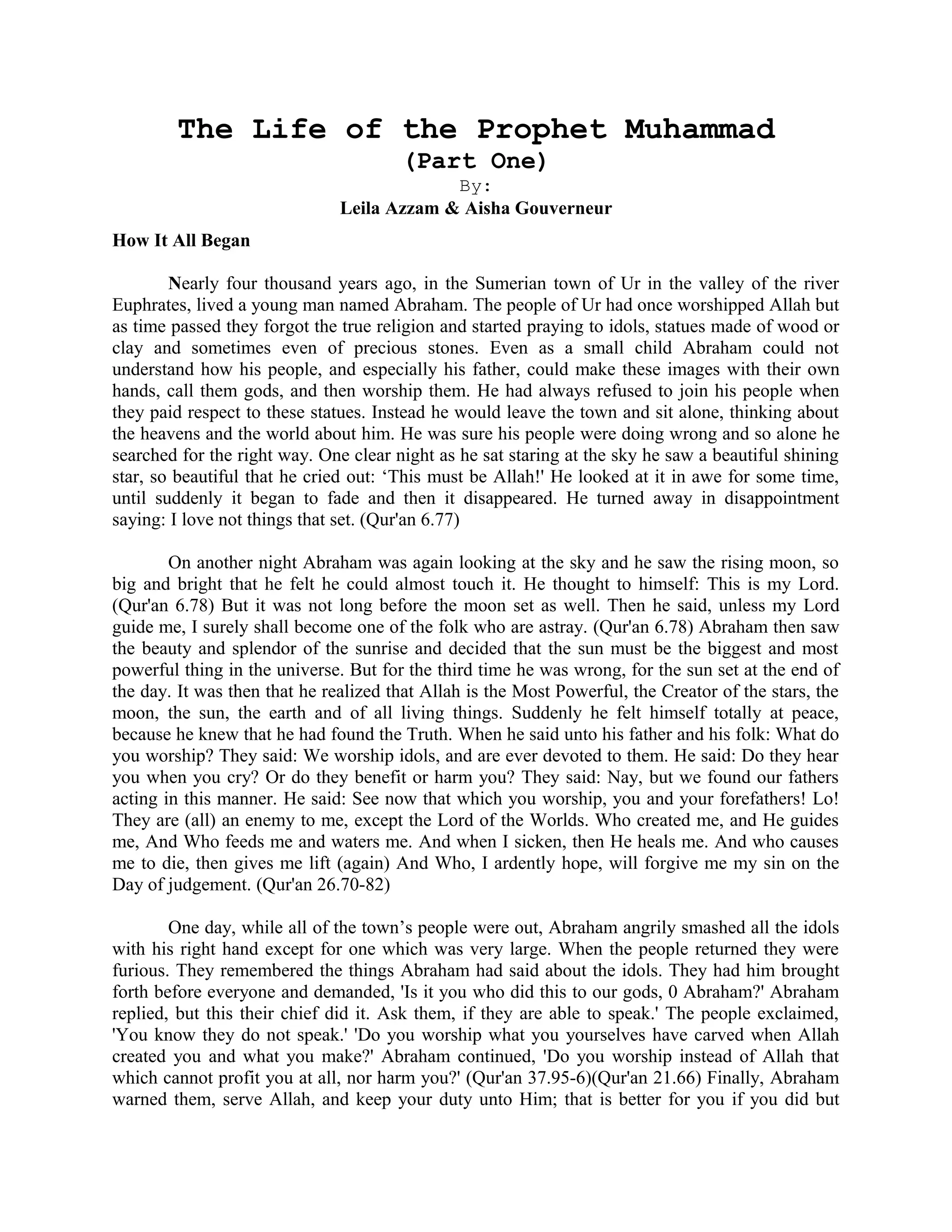 The life of the prophet muhammad | DOC | Islam | Religion & Spirituality