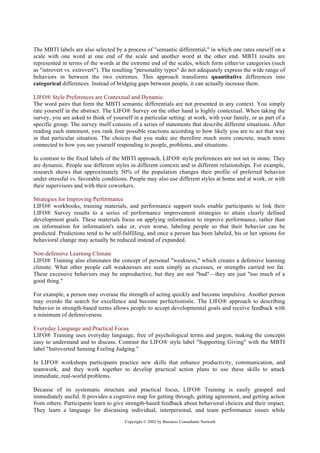 The lifo® method vs myers briggs | PDF