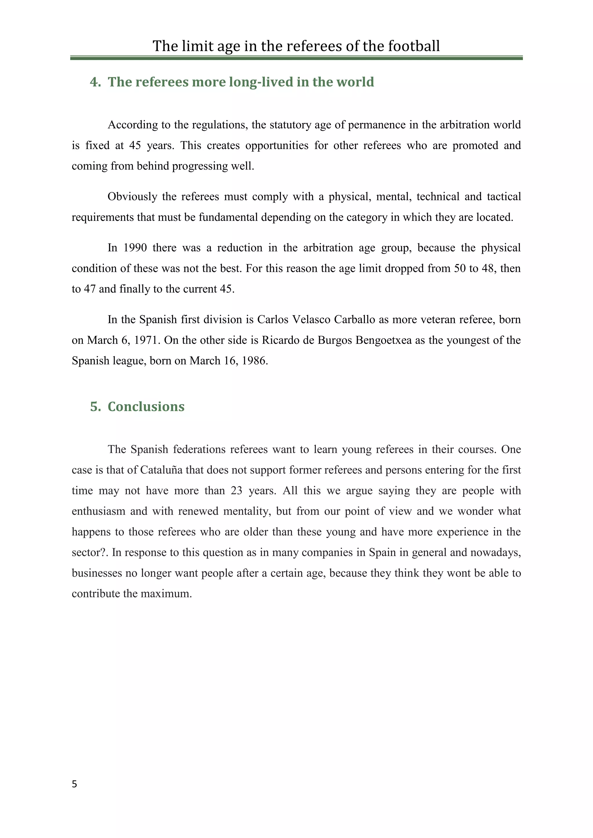 The limit age in the referees of the football | PDF