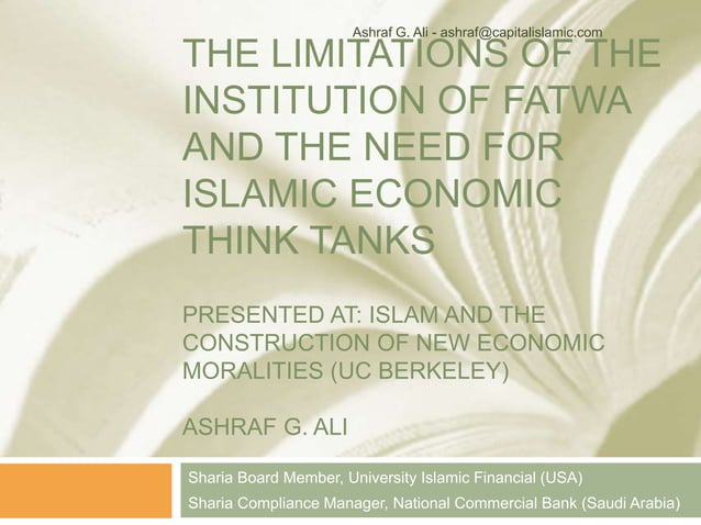 The limitations of the institution of fatwa and the need for islamic ...