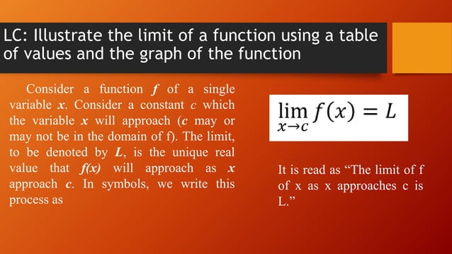 THE LIMIT OF A FUNCTION.pptx | Physics | Science