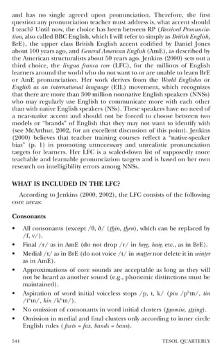 The Lingua Franca Core A New Model For Pronunciation Instruction | PDF