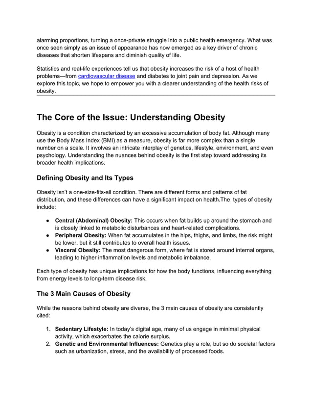 The Link Between Obesity and Chronic Disease | PDF