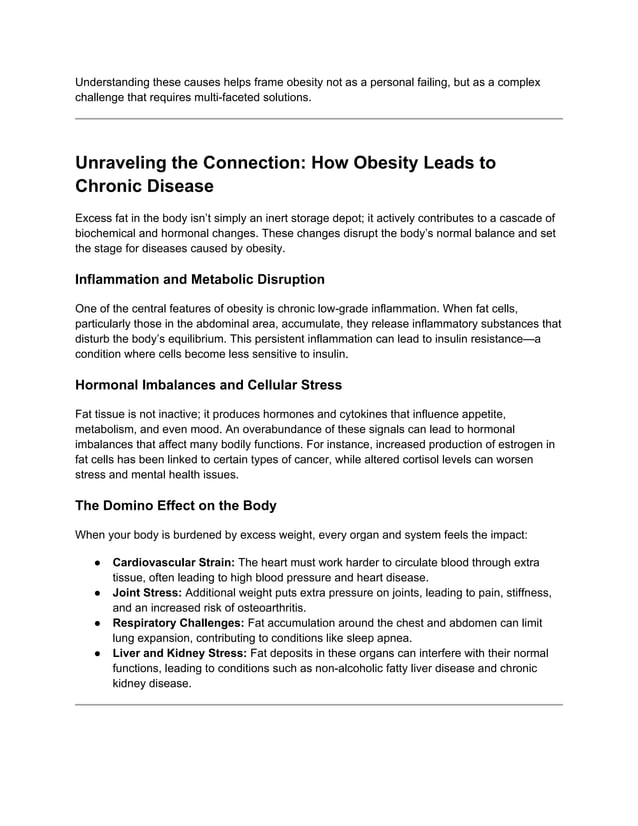 The Link Between Obesity and Chronic Disease | PDF
