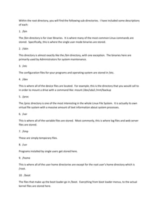 The linux file system structure | DOCX | Operating Systems | Computer ...