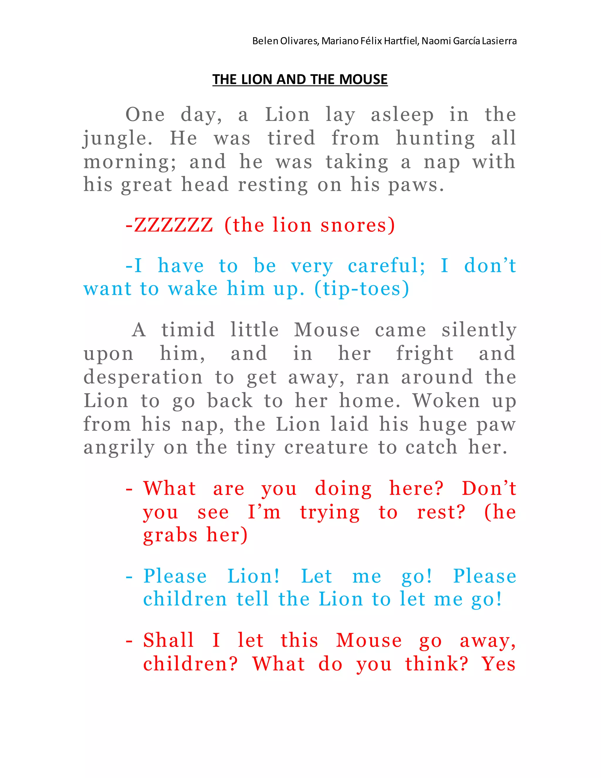 The lion and the mouse - Play Script | DOCX