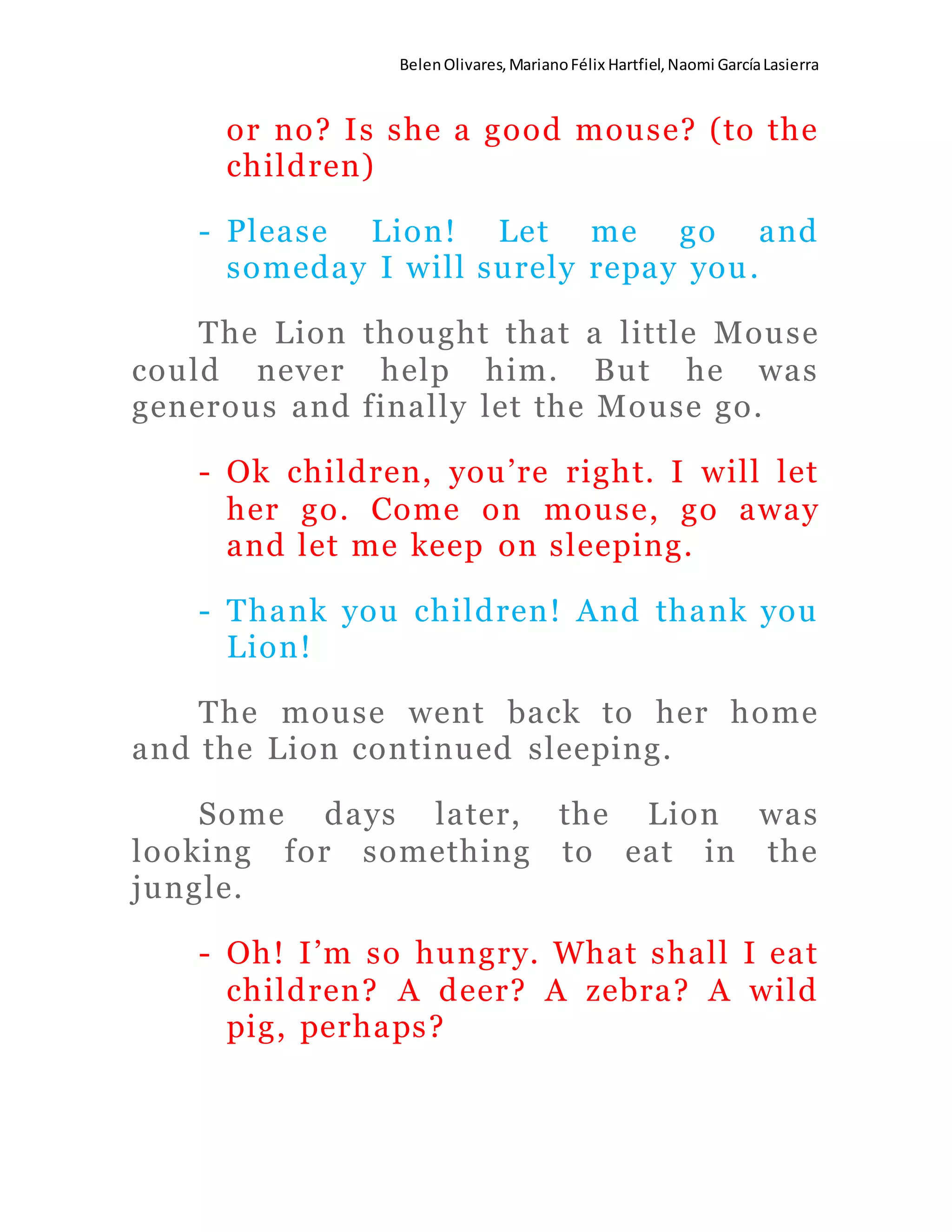 The lion and the mouse - Play Script | DOCX