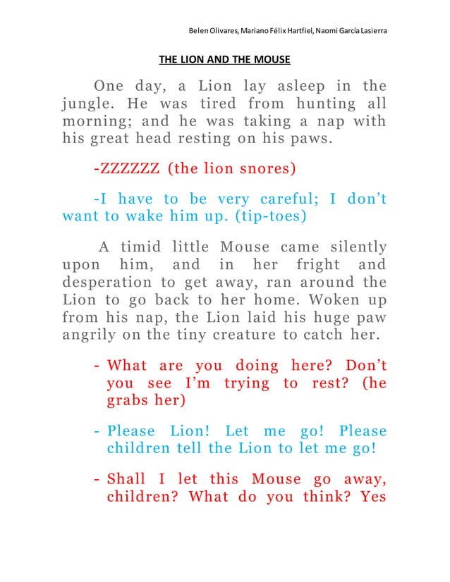 The lion and the mouse - Play Script | DOCX