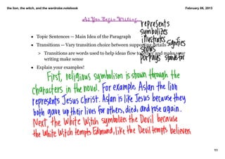 The Lion, the Witch and the Wardrobe Essay Notes | PPT