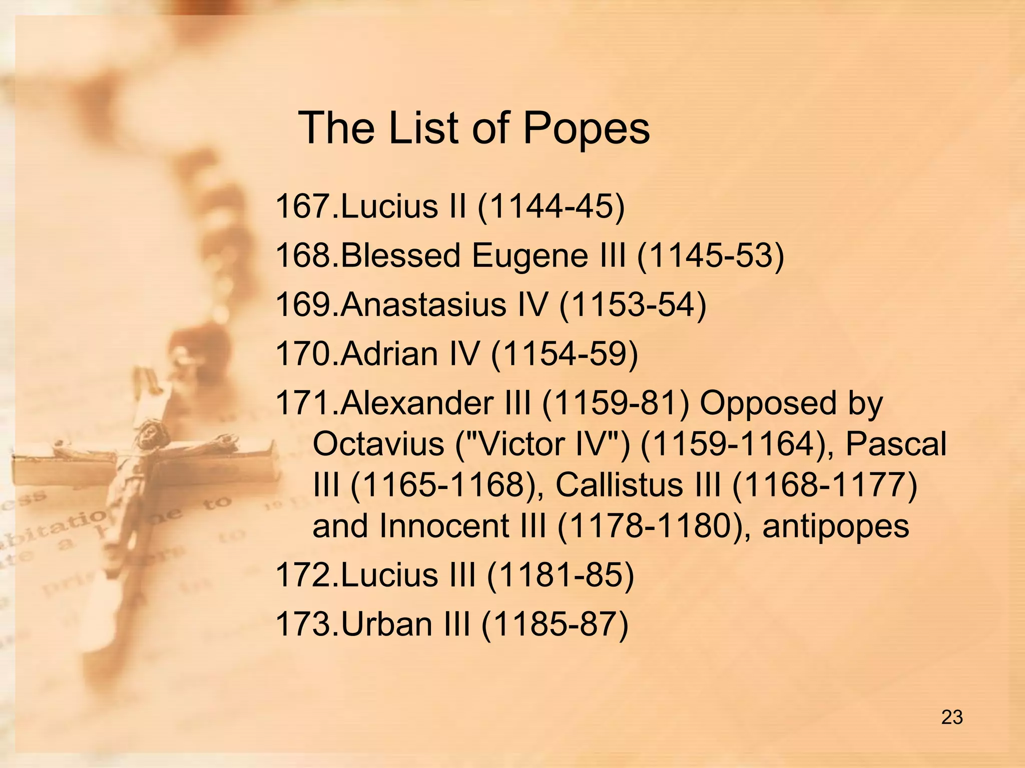 The List of Popes made with ConceptDraw MindMap | PPTX