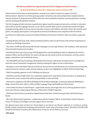 The Literacy Initiative for Empowerment (L.I.F.E.) at Chaguanas South ...