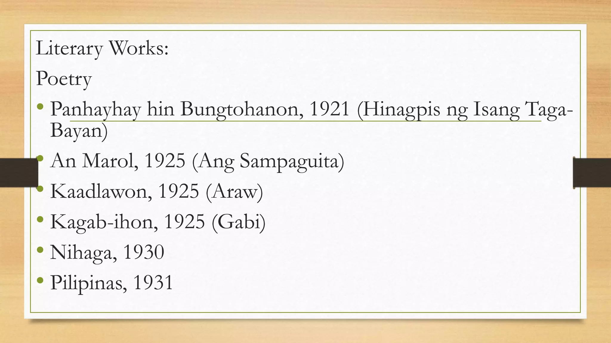 The literature of eastern visayas | PPTX