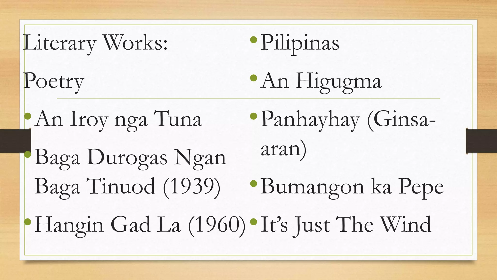 The literature of eastern visayas | PPTX