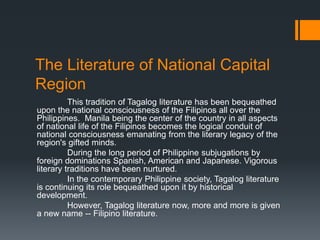 The literature of national capital region (introduction) | PPTX