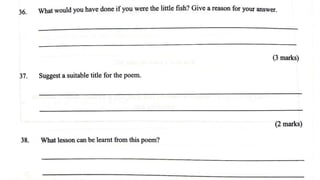 The little fish poem comprehension | PPTX