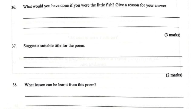The little fish poem comprehension | PPTX