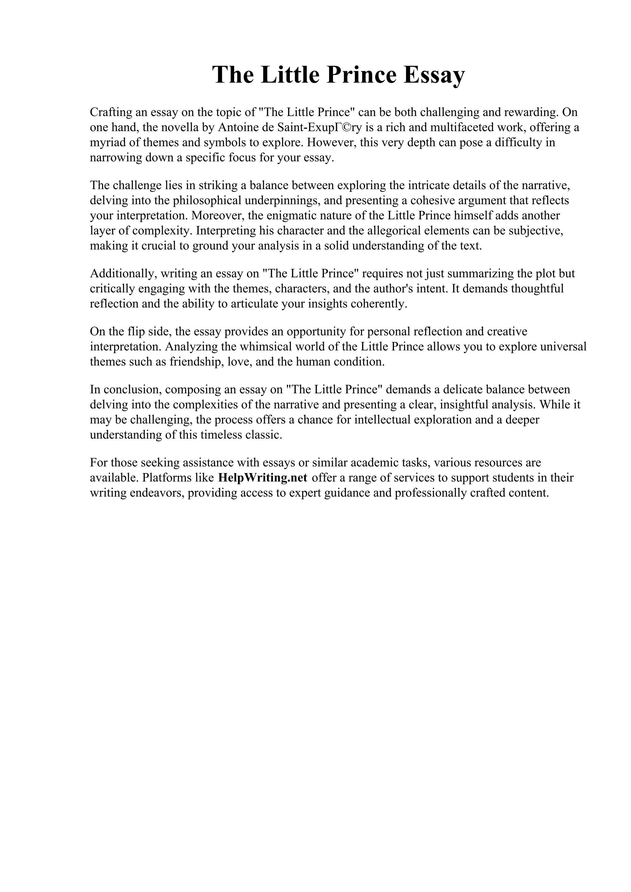The Little Prince Essay | PDF