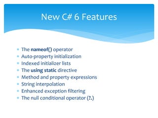 The Little Wonders of C# 6 | PPT
