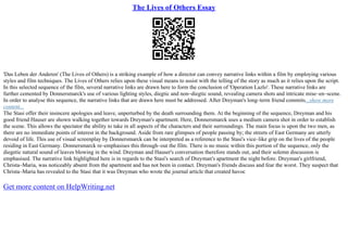 The Lives Of Others Essay | PDF