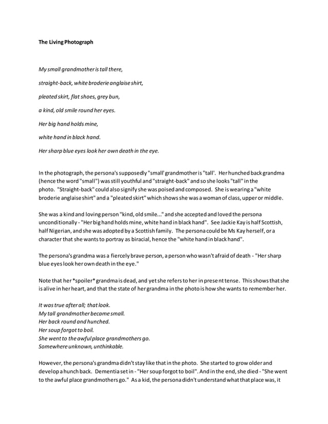 POEM FORM 4 : Understanding The Living Photograph: | PDF