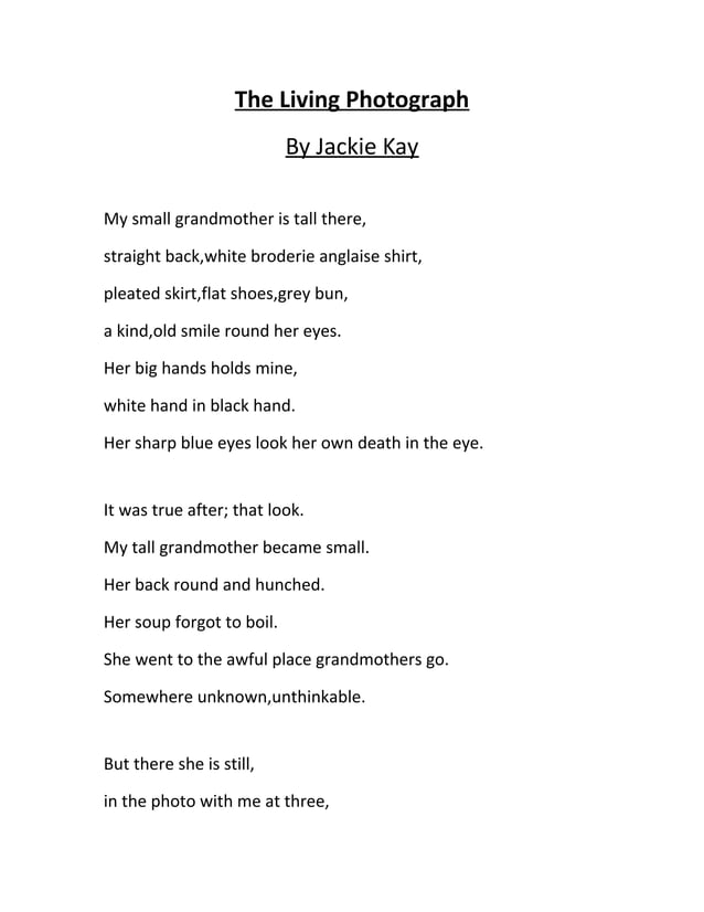 The Living Photograph by. Jackie Kay | PDF