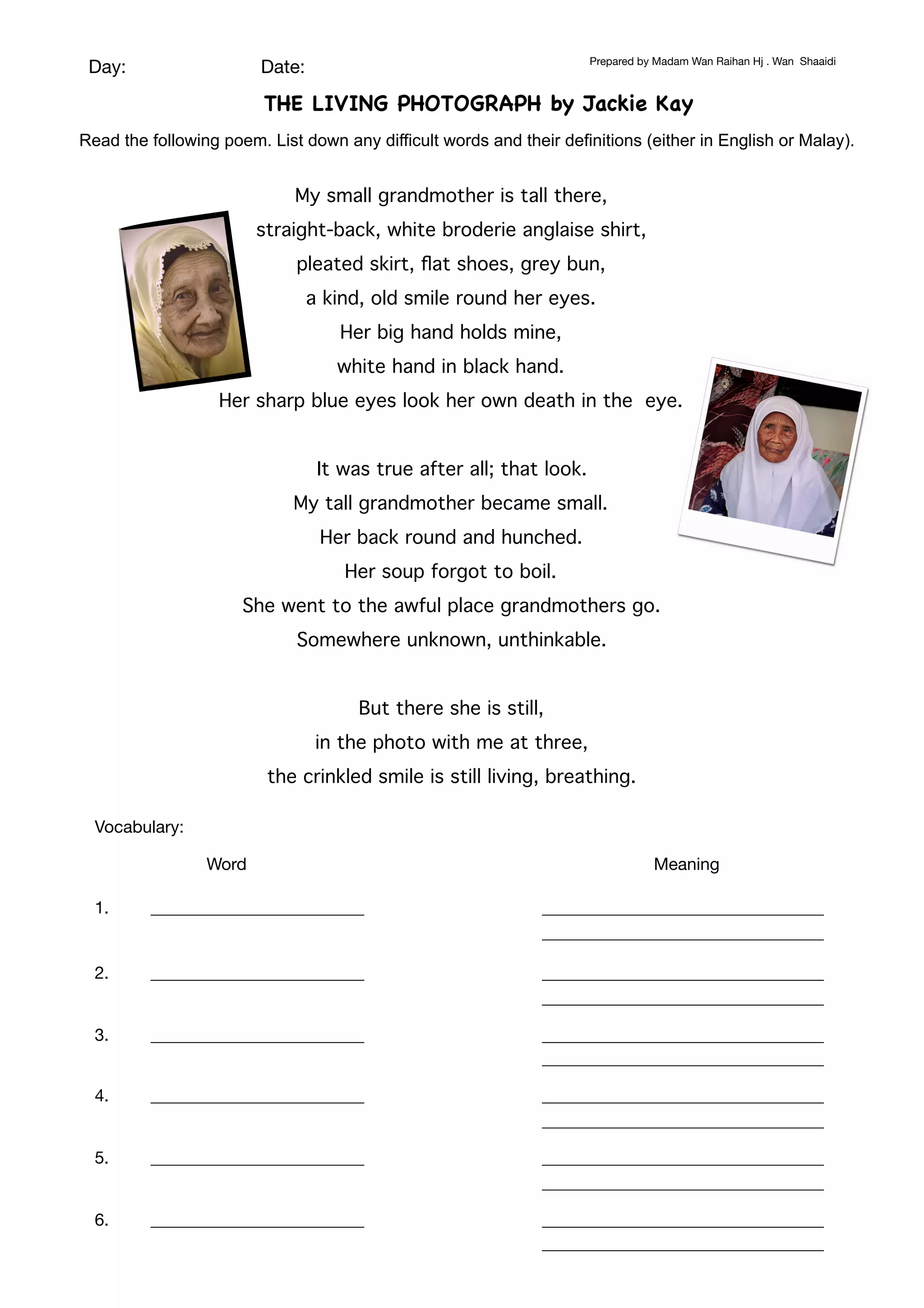 The living photograph worksheet 2019 | PDF