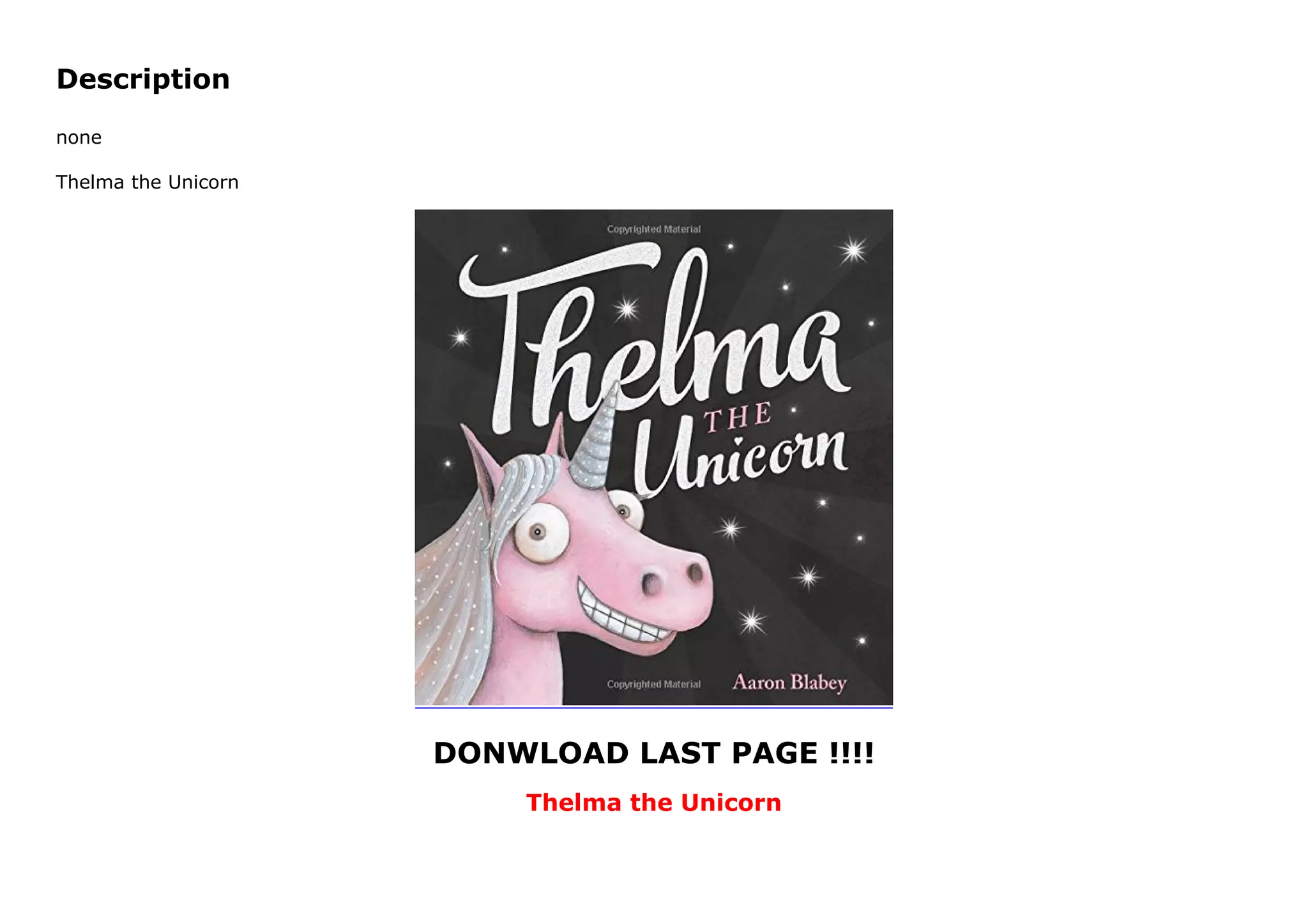 Thelma the Unicorn | PDF