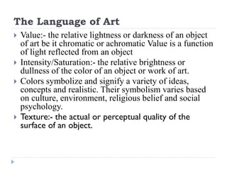 this briefly explains about the language of art | PDF