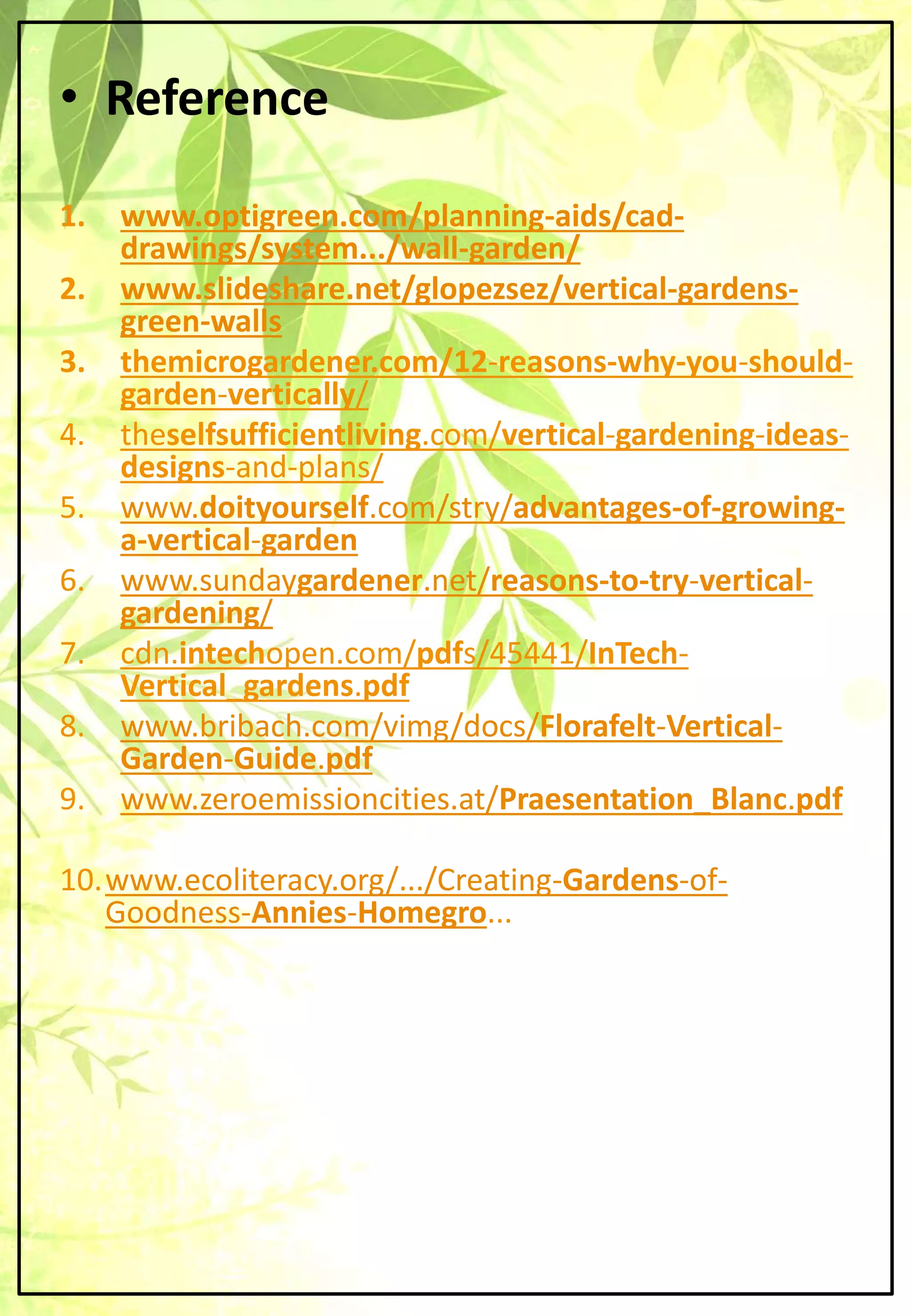 The location of using vertical garden | PPTX