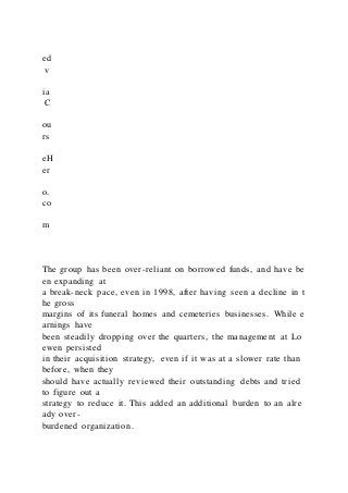 The Loewen Group Inc.Case Report – Session 3 Executive | DOCX