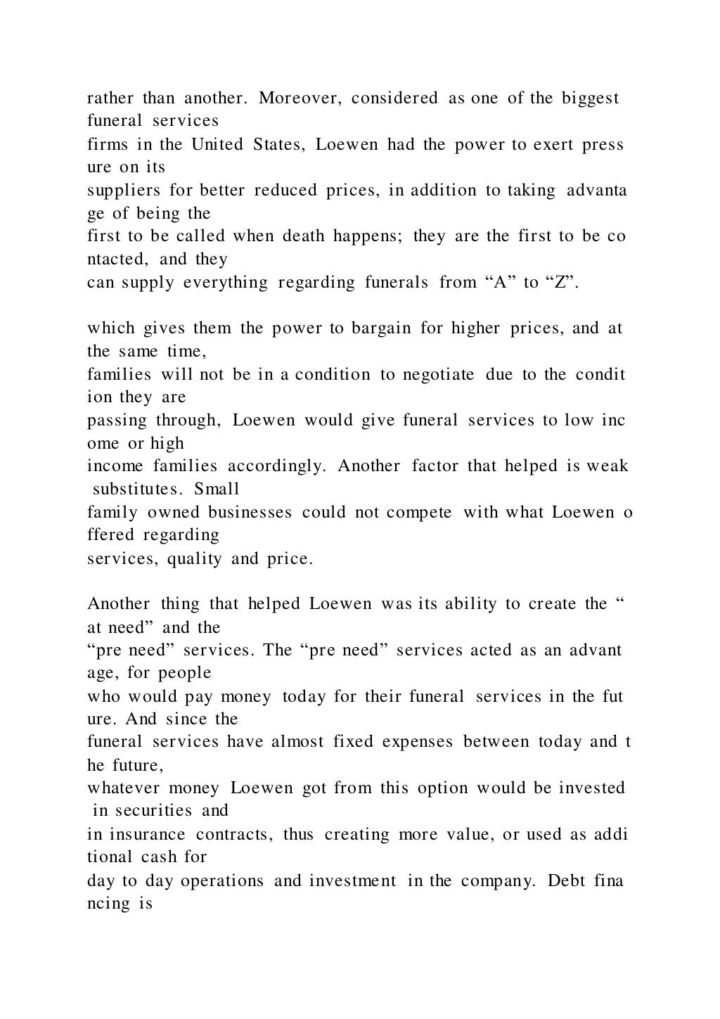 The Loewen Group Inc.Case Report – Session 3 Executive | DOCX