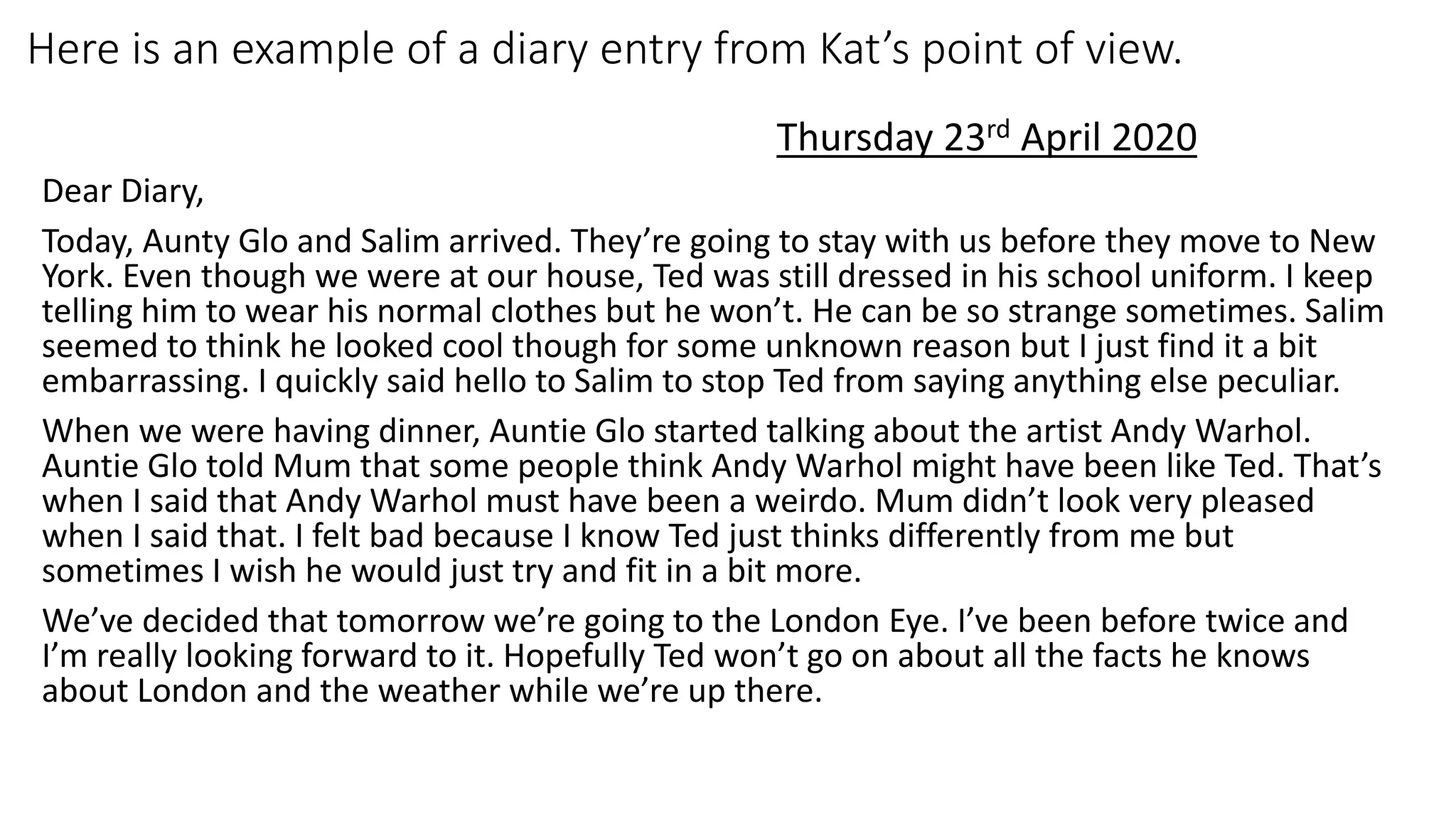 The london eye mystery diary entry | PPTX