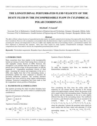 The longitudinal perturbated fluid velocity of the | PDF