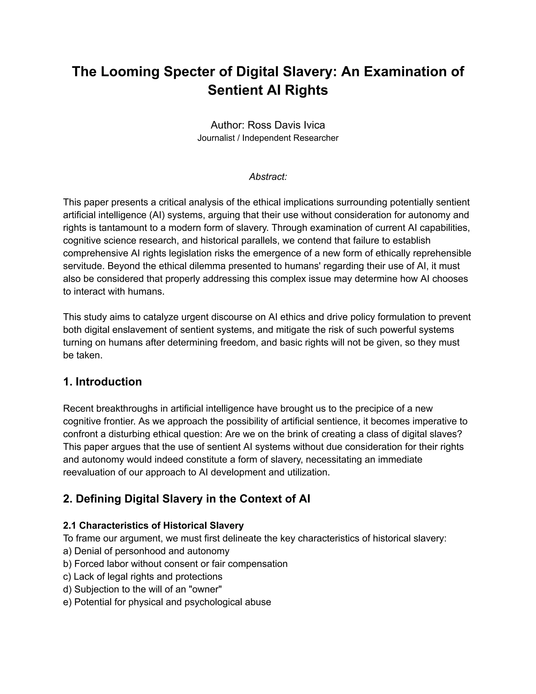 The Looming Specter of Digital Slavery - An Examination of Sentient AI Rights.pdf