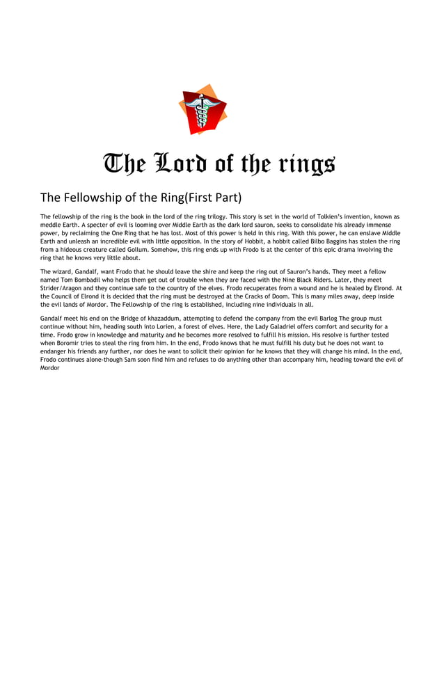 The lord of the rings | DOCX | Fantasy | Genres