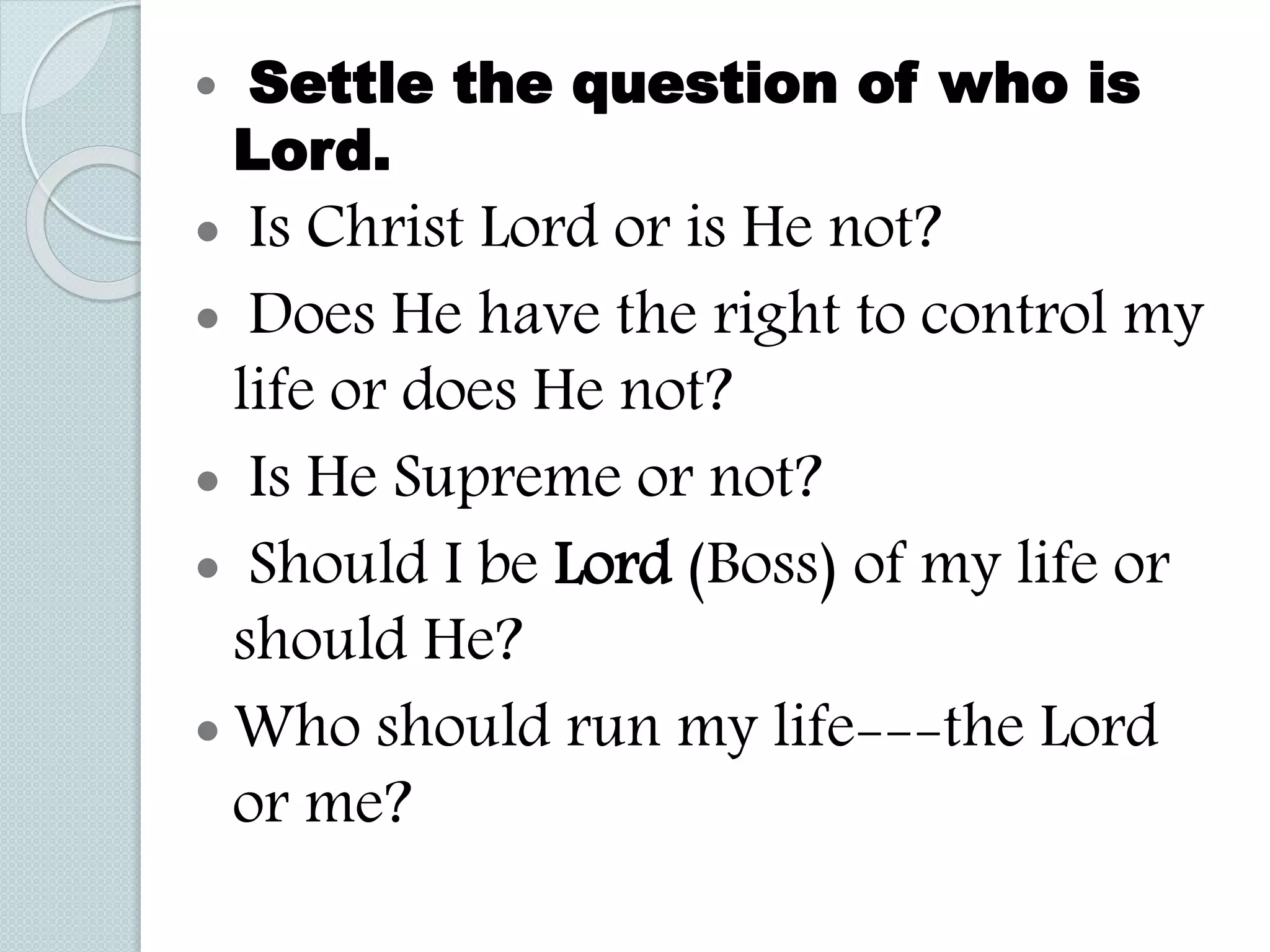 The Lordship of Jesus Christ | PPTX
