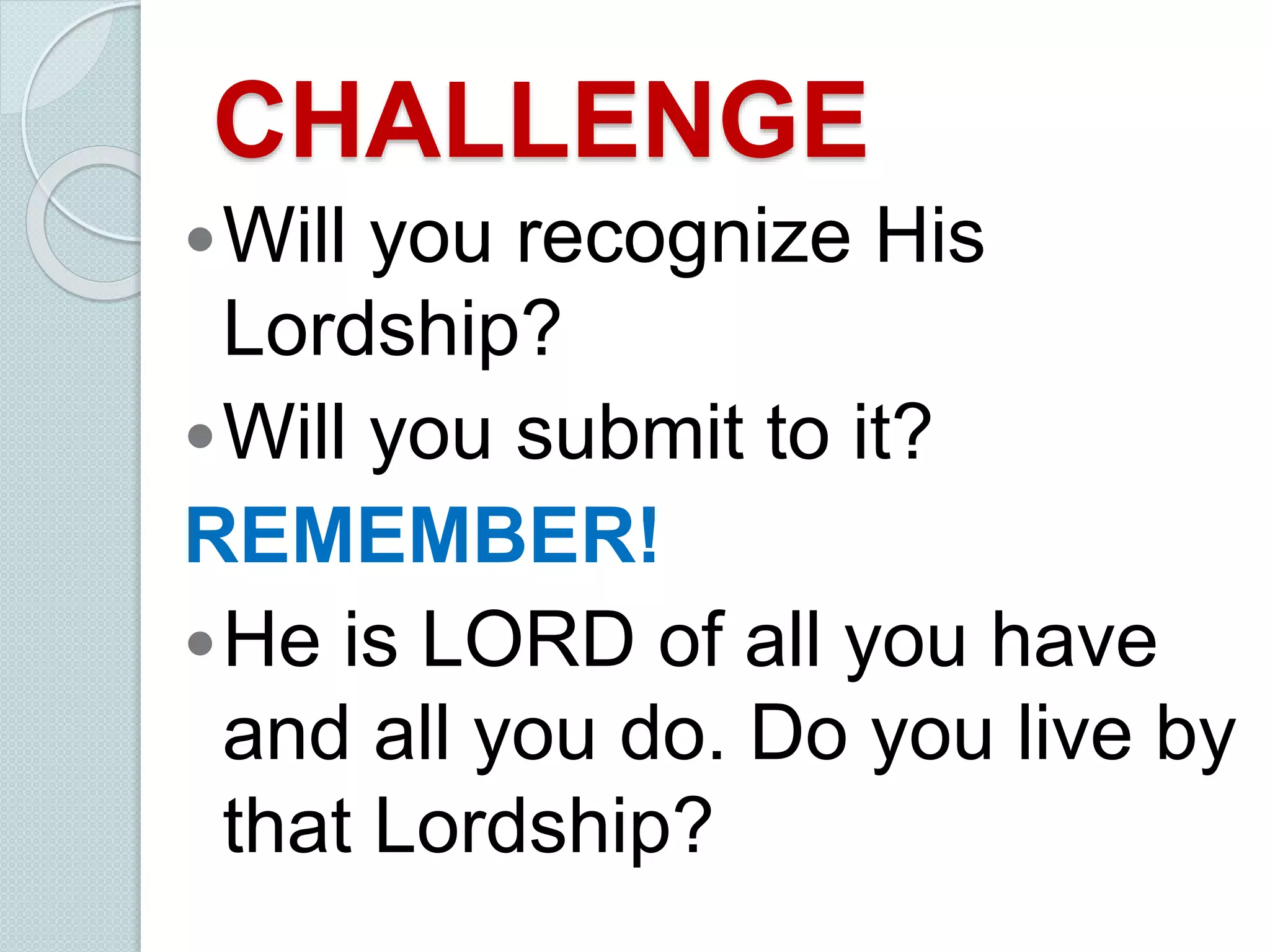 The Lordship of Jesus Christ | PPTX