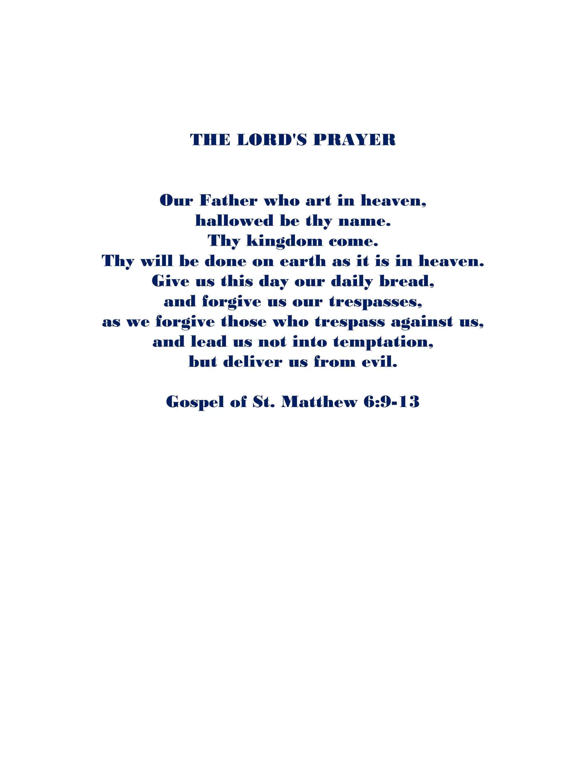 The lord's prayer | DOC | Christianity | Religion & Spirituality