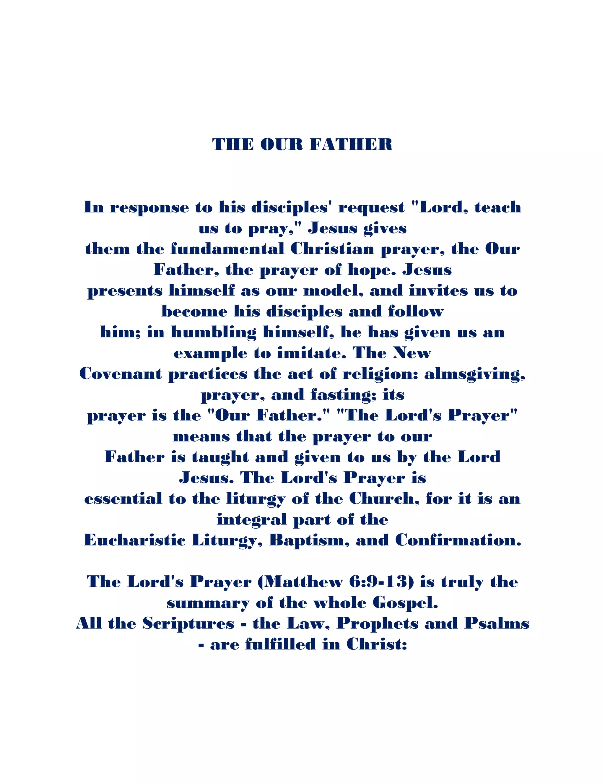 The lord's prayer | DOC | Christianity | Religion & Spirituality
