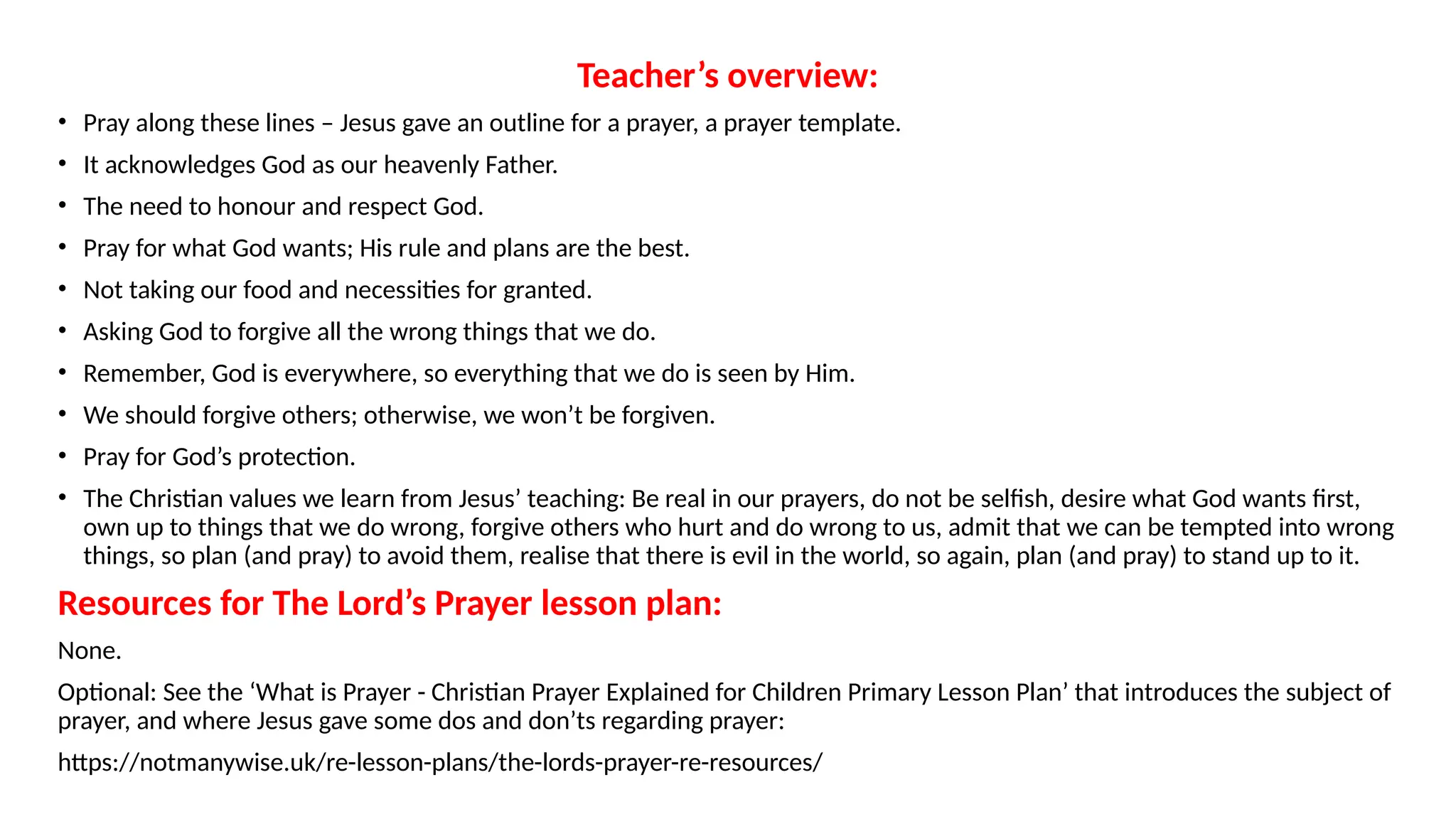 The Lord’s Prayer Explained for Children - Primary RE Lesson Plan | PPTX