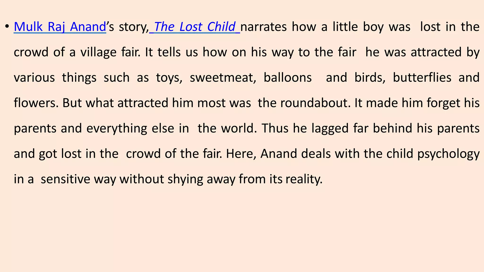 THE LOST CHILD , CLASS-9 , SUB- ENGLISH.pptx