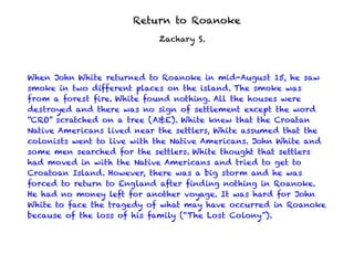 The Lost Colony of Roanoke | PDF